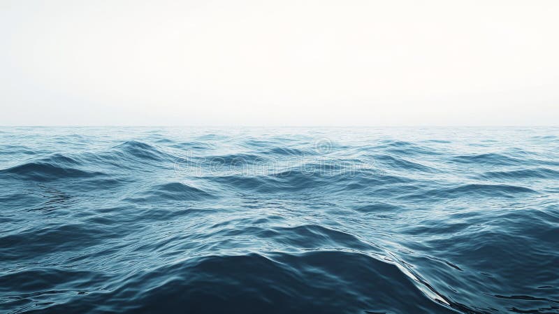 Vast Blue Ocean with Rolling Waves Under a Clear Sky Stock Illustration ...