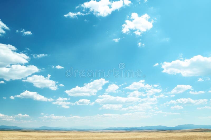 Vast Blue Sky with Scattered Clouds Over an Open Landscape Ideal for ...