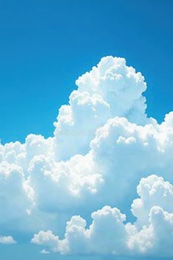 Vast, Clear Blue Sky Dotted with Fluffy White Cumulus Clouds , Weather ...