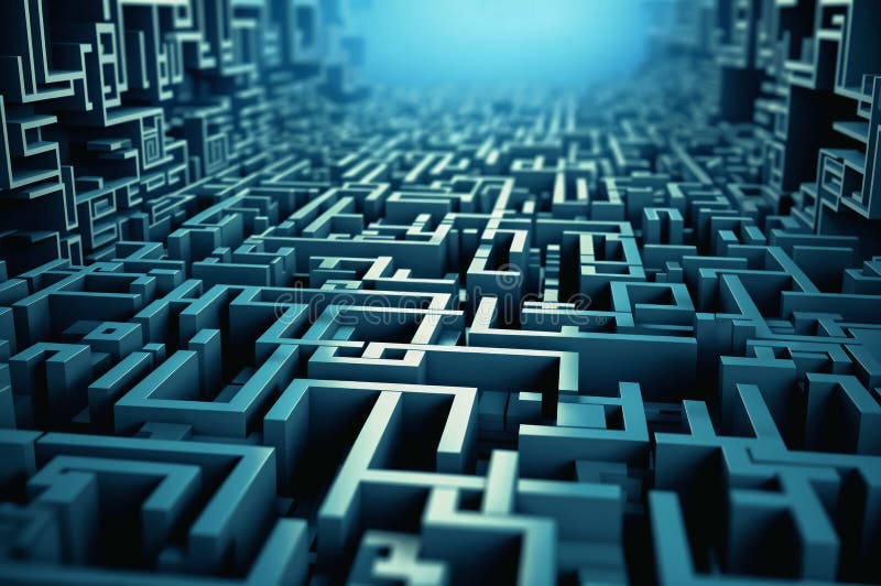 A Vast, Complex 3D Maze or Labyrinth Extending Towards the Horizon ...