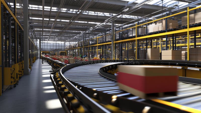 Vast Conveyor Systems in a Warehouse Showcasing Efficient Logistics and ...