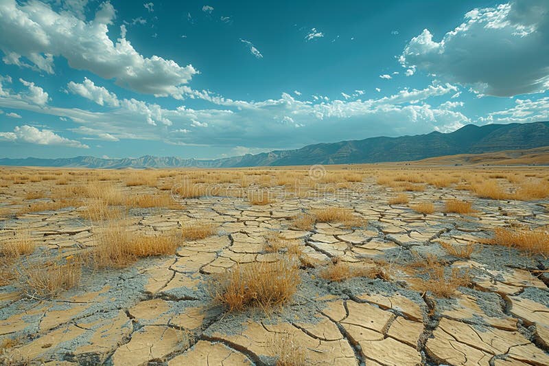 A Vast Desert with Cracked Earth, Dried Up , High Quality, High ...