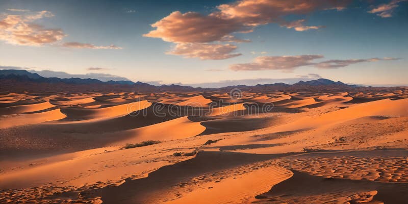 A Vast Desert Expanse with Rolling Dunes Under a Sunny Sky. Generative ...