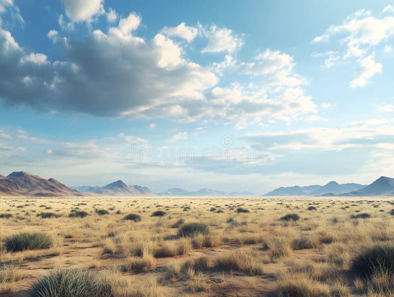 Vast Desert Landscape Under a Clear Blue Sky Stock Illustration ...