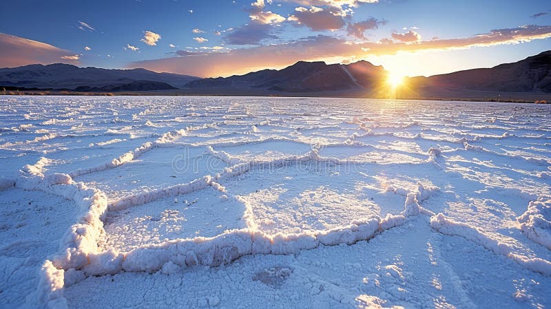 Vast Desolate Salt Flat with a Cracked White Surface Extending ...