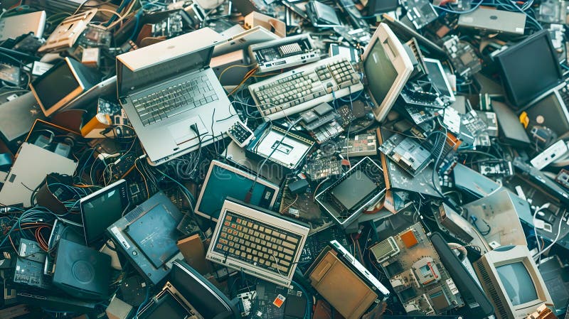 Discarded, Used and Old Computer Hardware Electronics Scraps. Stock ...