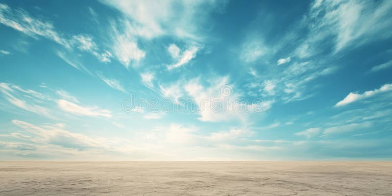 Vast Empty Desert Landscape Under a Majestic Sky Stock Illustration ...