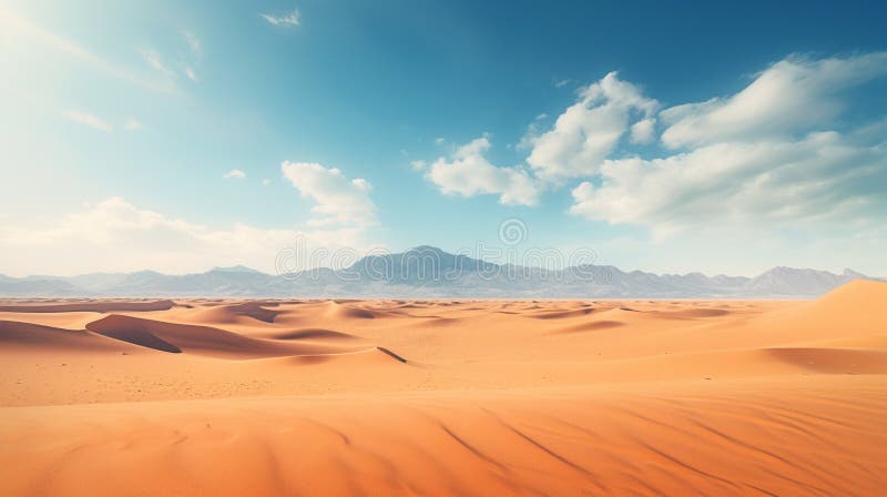 A Vast, Empty Desert with Smooth Sand Dunes. Stock Illustration ...