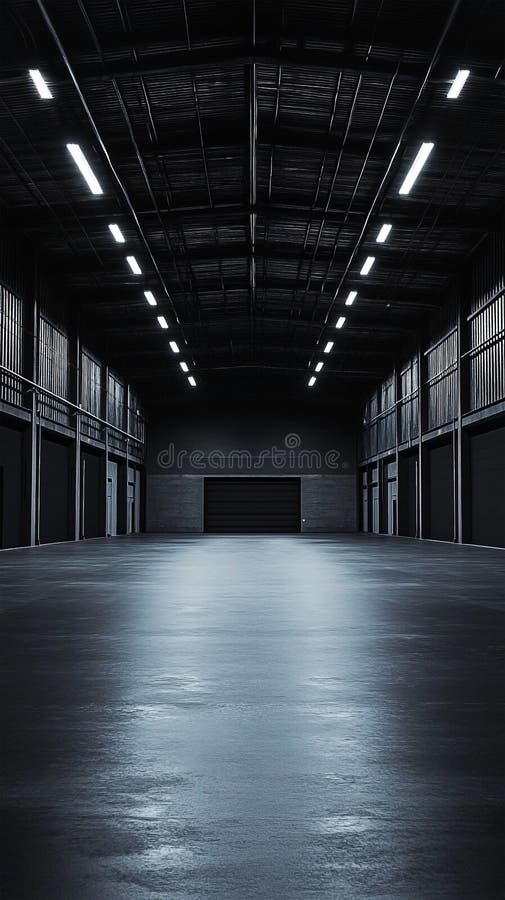 A Vast Empty Industrial Storage Facility with Modern Design and ...