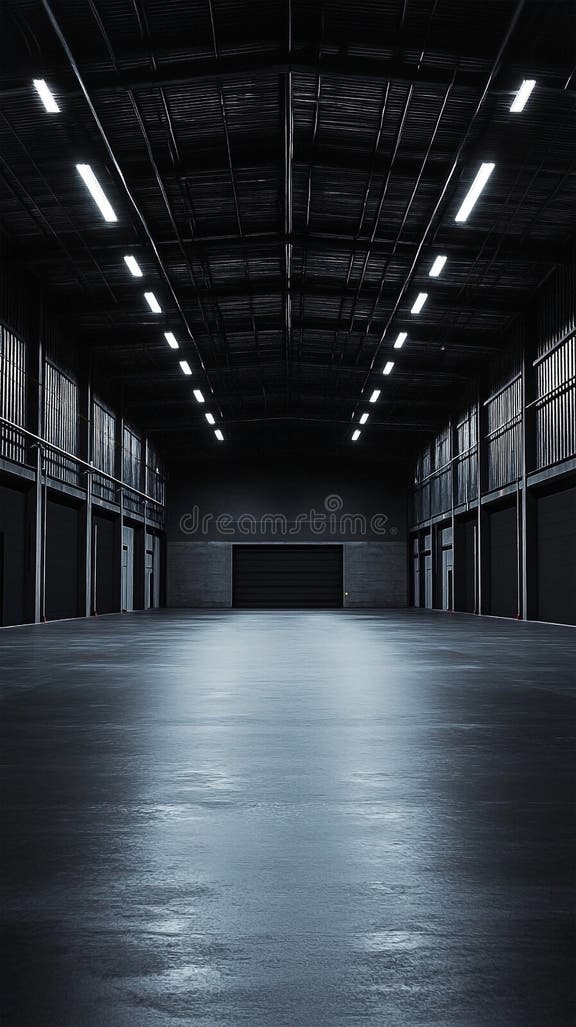 A Vast Empty Industrial Storage Facility with Modern Design and ...