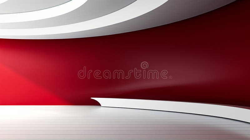 A Vast and Empty Room with Red Walls and a White Floor, Modern Red Room ...