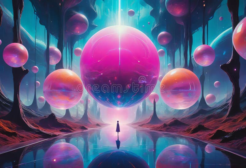 A Vast, Empty, Surreal Space Filled with Floating Stock Illustration ...