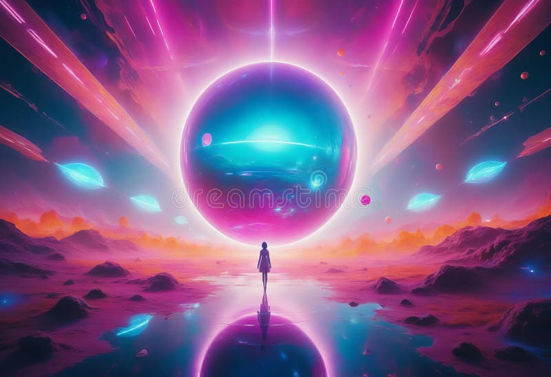 A Vast, Empty, Surreal Space Filled with Floating Stock Illustration ...