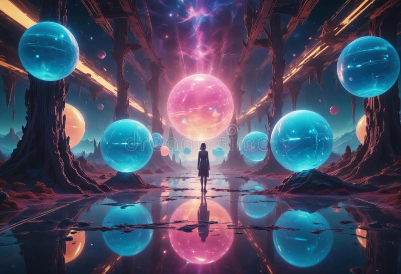 A Vast, Empty, Surreal Space Filled with Floating Stock Illustration ...