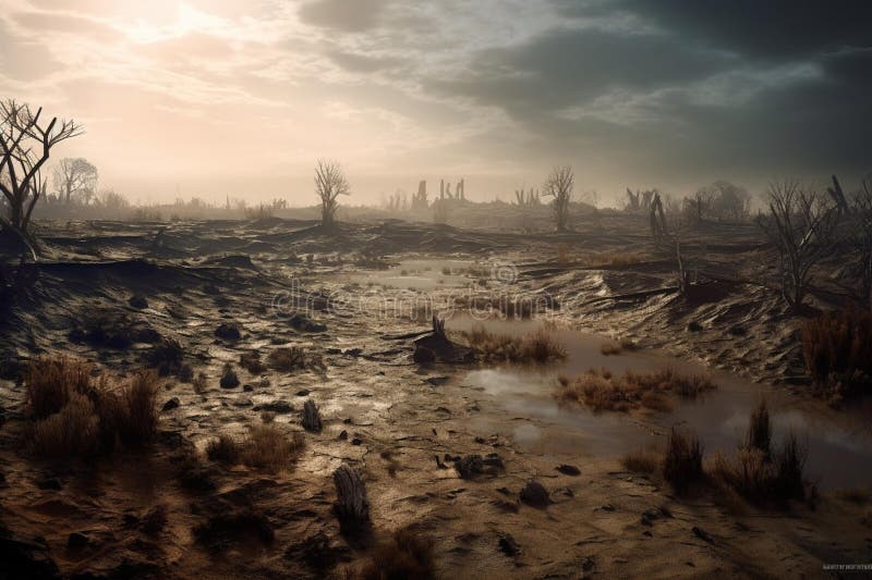 Desolate wasteland stock illustration. Illustration of desolate - 293987432