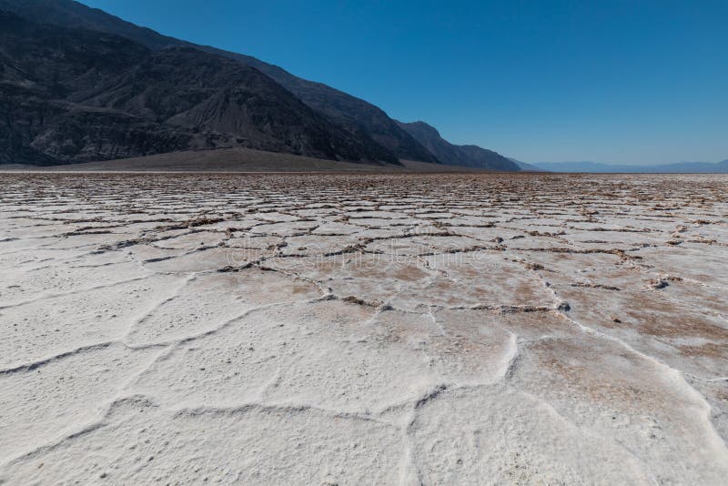 The Vast Expanse of Dried Salt Patterns in Badwater Basin Stock Image ...