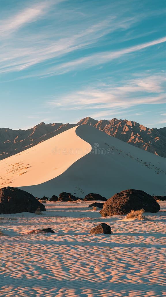 A Vast Expanse of Pristine White Sand Forms a Colossal Dune with a ...