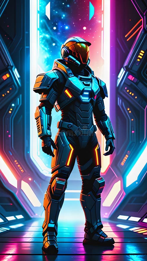 Alien Commander Stands Tall before Advanced Spaceship: a Sci-Fi ...