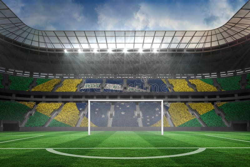 Vast Football Stadium with Goal Stock Illustration - Illustration of ...