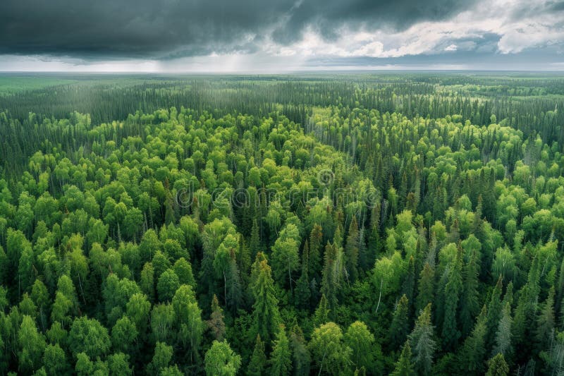 A Vast Forest with Numerous Trees Stretching Towards the Sky Under a ...