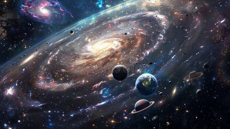 Vast Galaxy and Planetary System Stock Image - Image of artwork ...