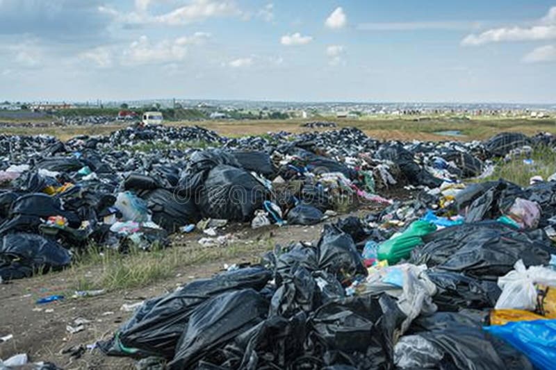 A Vast Garbage Dump Site Overwhelmed with Heaps of Black Plastic Bags ... A Vast Garbage Dump Site Overwhelmed with Heaps of Black Plastic Bags ...