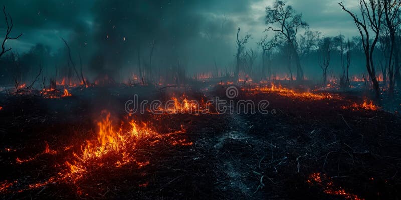 Vast Hellscape Where Fire is Visible, Beautiful and Eerie Landscapes ...