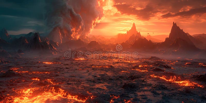 Vast Hellscape Where Fire is Visible, Beautiful and Eerie Landscapes ...