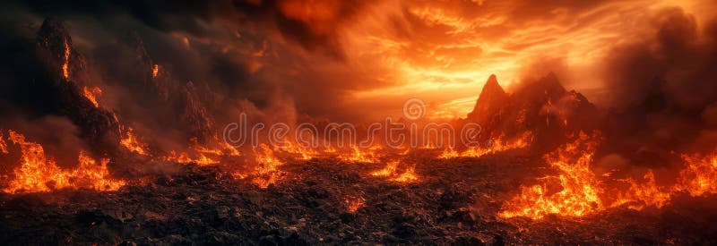 Vast Hellscape Where Fire is Visible, Beautiful and Eerie Landscapes ...