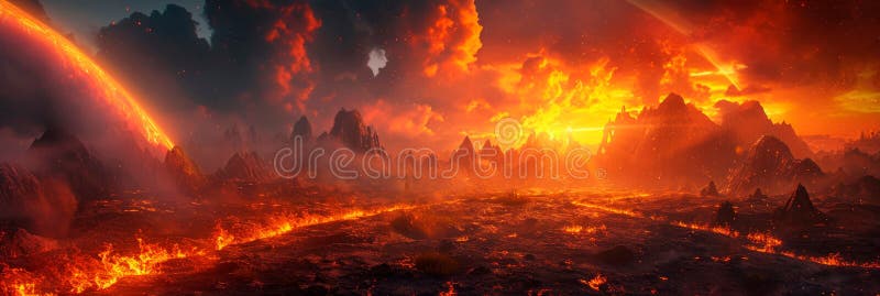 Vast Hellscape Where Fire is Visible, Beautiful and Eerie Landscapes ...