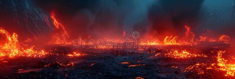 Vast Hellscape Where Fire is Visible, Beautiful and Eerie Landscapes ...