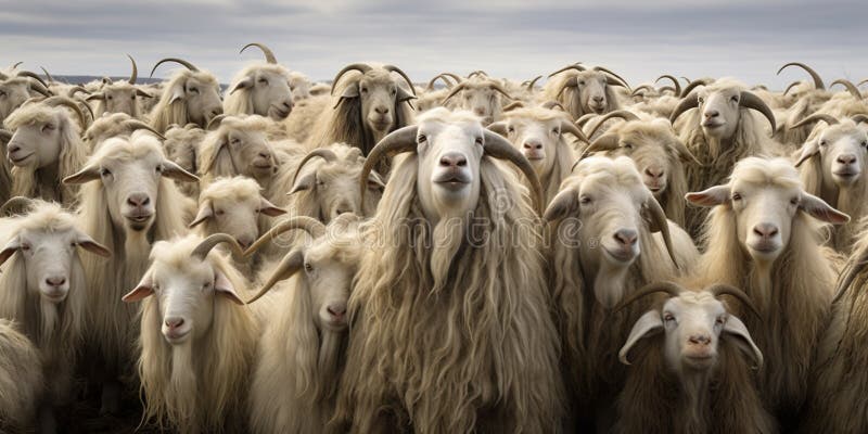 A Vast Herd of Long Haired Billy Goats Stock Illustration ...
