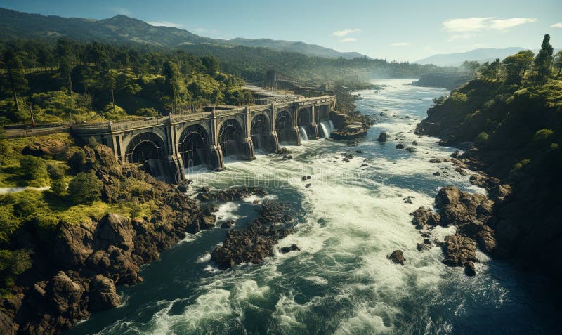 Aerial View of Bridge Over River Stock Image - Image of built, progress ...