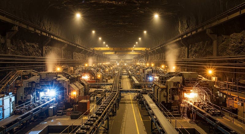 Underground Heavy Industry Manufacturing Plant Stock Illustration ...