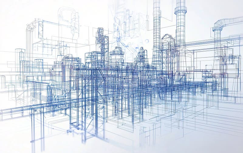 Vast Industrial Plant Blueprint Showcasing Complex Engineering and ...