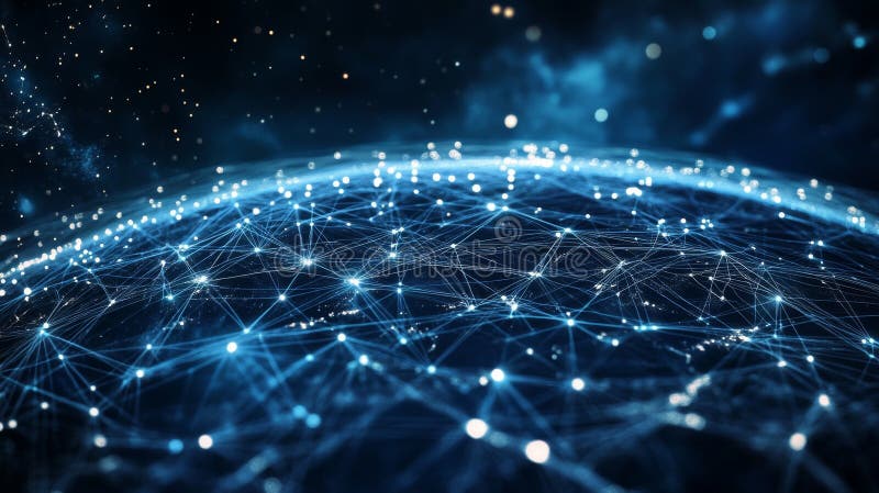 Vast Interconnected Network of Lines and Nodes in 3D Perspective Stock ...