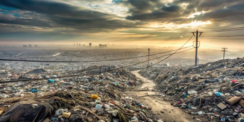 A Vast Landfill Under a Dramatic Sunset Sky, a Grim Reminder of ...
