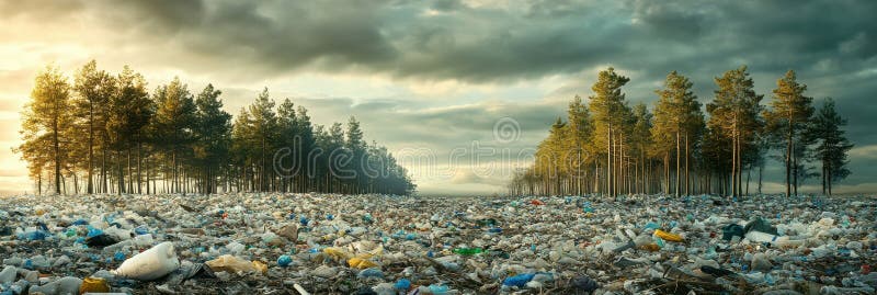 Vast Landscape of Plastic Waste in Forested Area Depicting ...