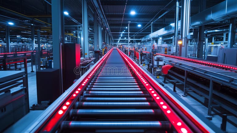 Massive Weapons Manufacturing Facility Illuminated with Neon Lights and ...