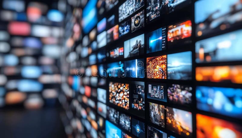 Vast Multimedia Wall, TV Video Streaming, Live Broadcast, Modern ...