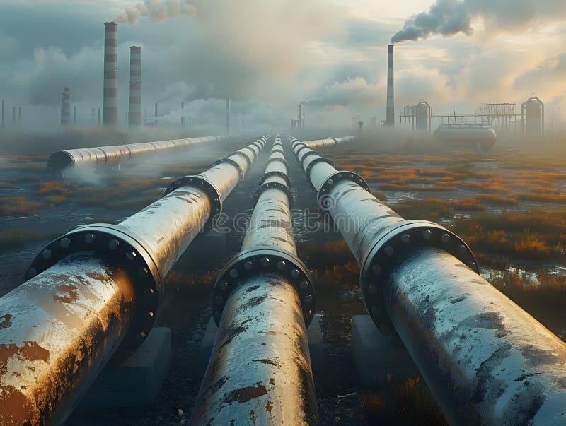 Vast Industrial Pipes Transporting Captured CO2 for Underground Storage ...