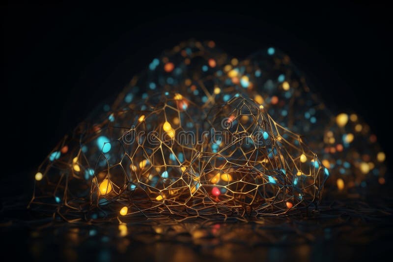 A Vast Neural Network with Glowing Connections, Isolated on Black ...