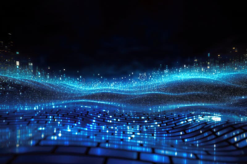 Vast Ocean of Data with Blue Lines and a Dark Background, Abstract ...