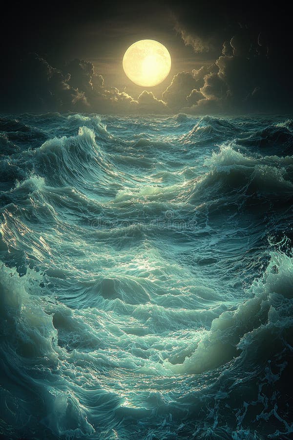 Vast Ocean of Liquid Light, Its Waves Pulsing with Energy Under Glowing ...