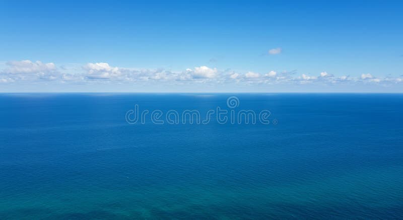 Vast Ocean Under a Blue Sky with Fluffy Clouds Stock Illustration ...