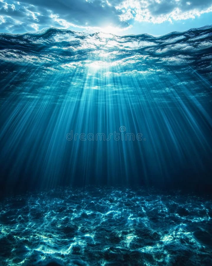 Vast Ocean View from Above with Shimmering Sunlight and Deep Blue Waves ...