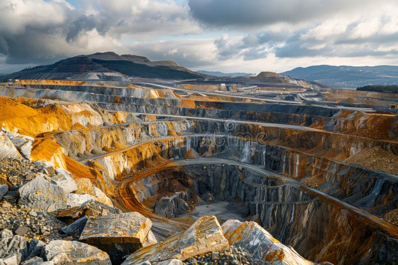 Vast Open Pit Mine Landscape with Intricate Patterns Under a Dynamic ... Vast Open Pit Mine Landscape with Intricate Patterns Under a Dynamic ...