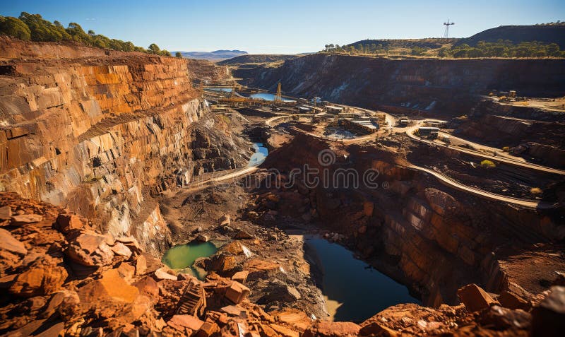 Vast Open Pit with Road stock image. Image of minerals - 312053071