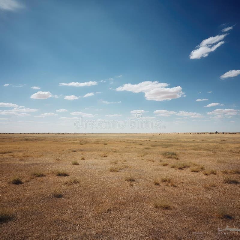 A Vast and Open Plain with a Clear Blue Sky Overhead Stock Illustration ...