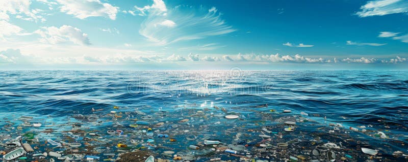 A Vast Polluted Ocean with Floating Garbage As Far As the Eye Can See ...